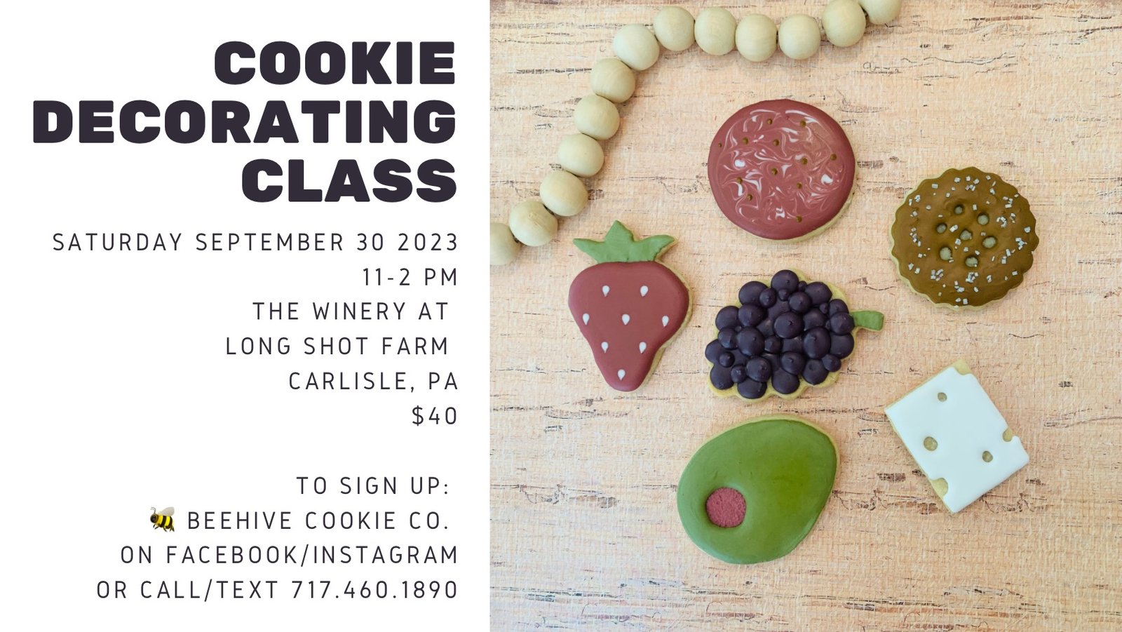« Charcuterie Board » Cookie Class - The Winery at the Long Shot Farm